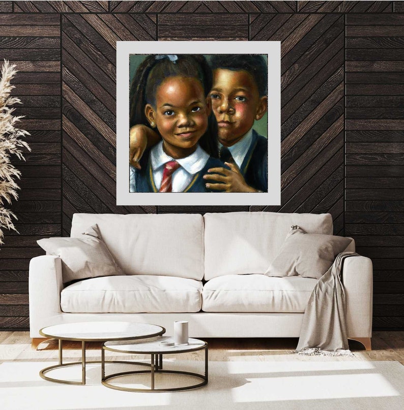 Black Child Portrait, Black Child Art, Black Wall Art, School Children ...