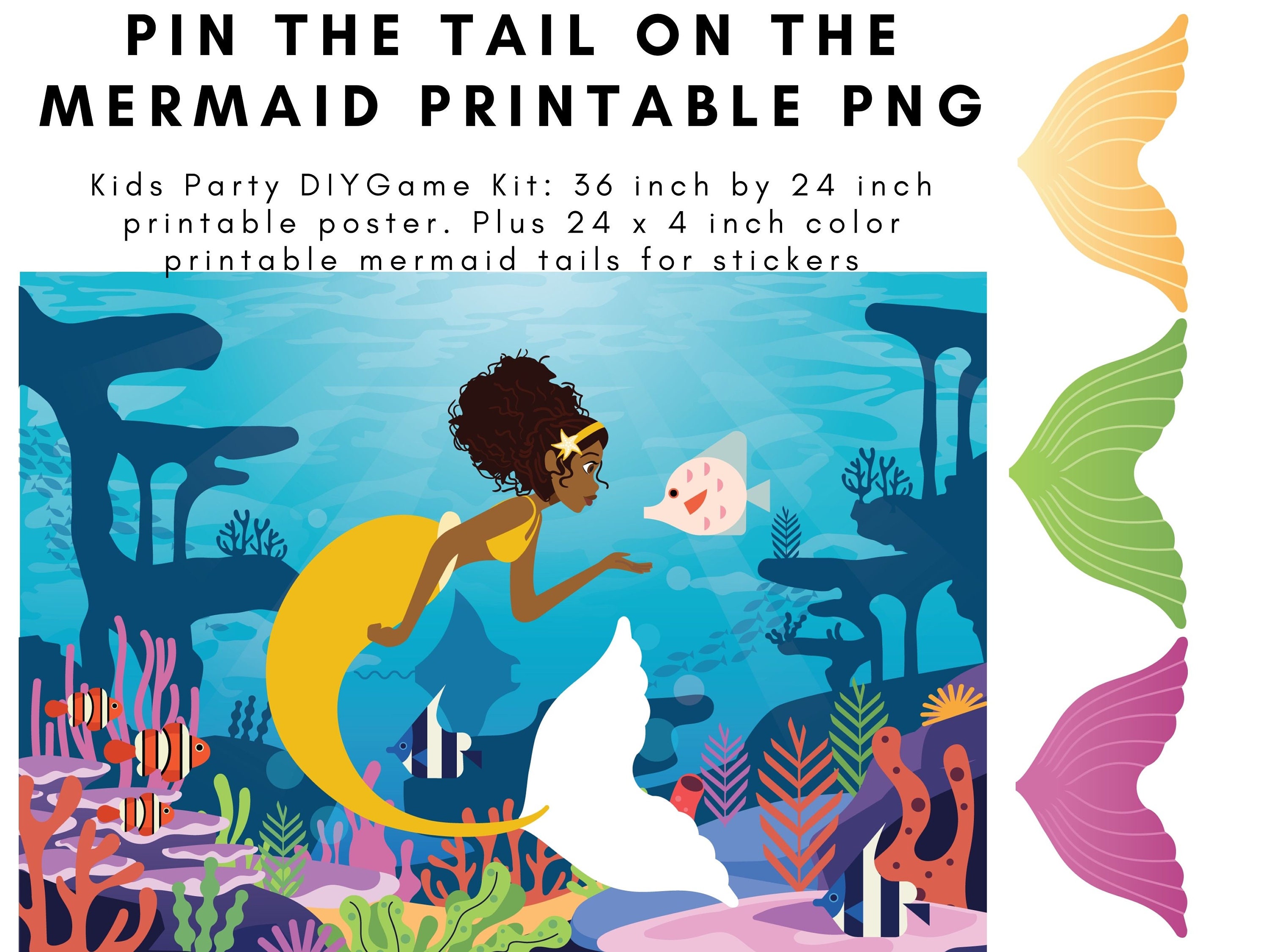 Mermaid Party Game, Pin the Tail on the Mermaid, Pin the Tail Games ...