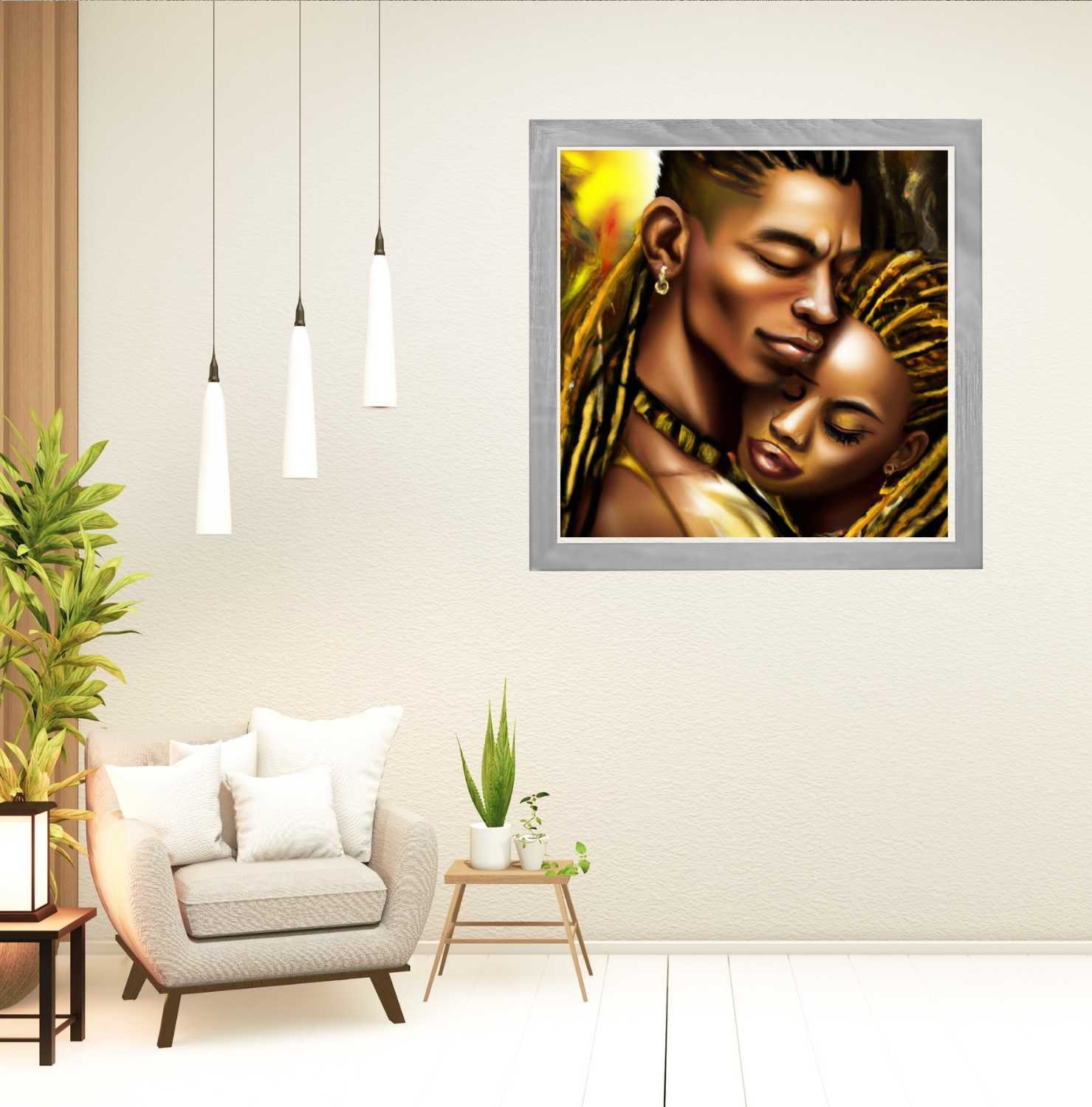 Family Wall Art Dreadlocks Queen King Black Couple Print Jamaica Wall ...