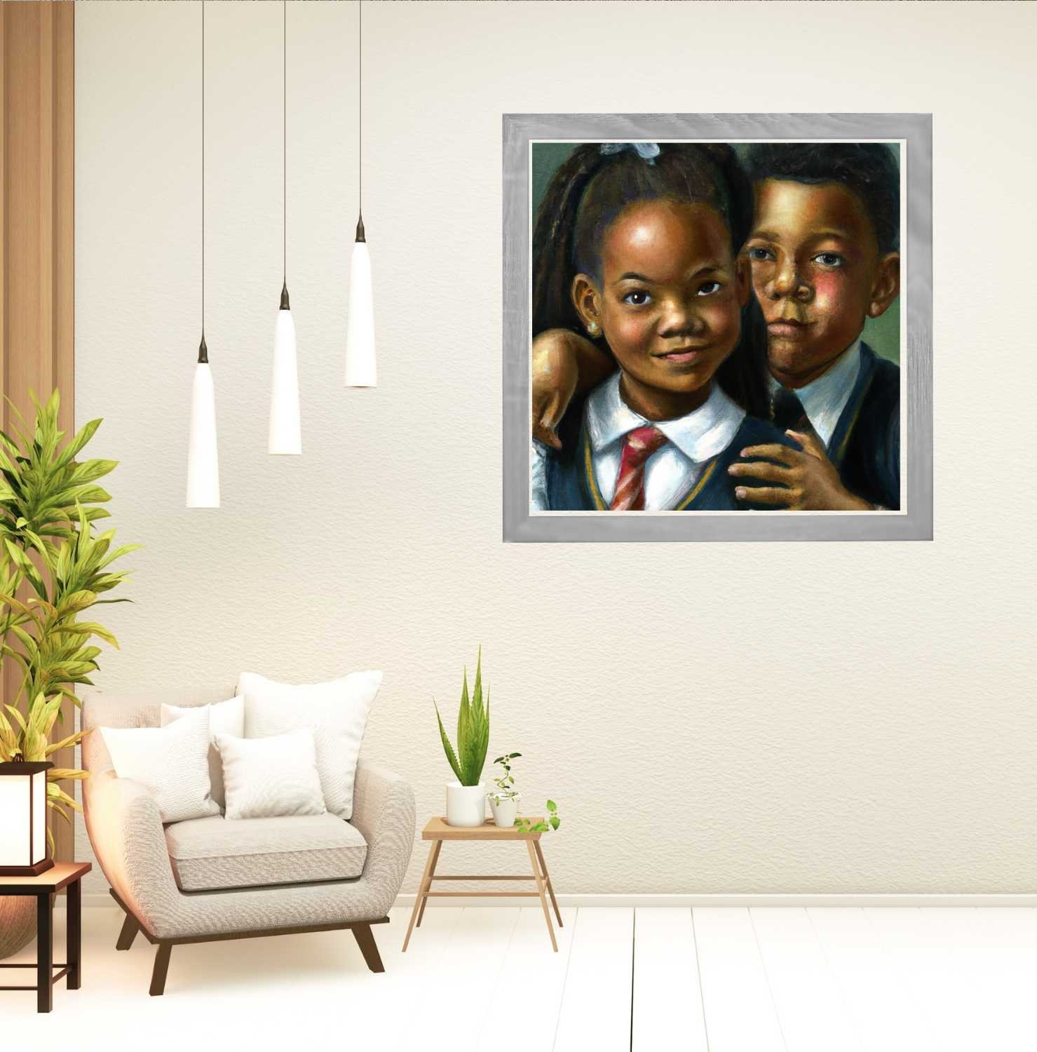 Black Child Portrait, Black Child Art, Black Wall Art, School Children ...