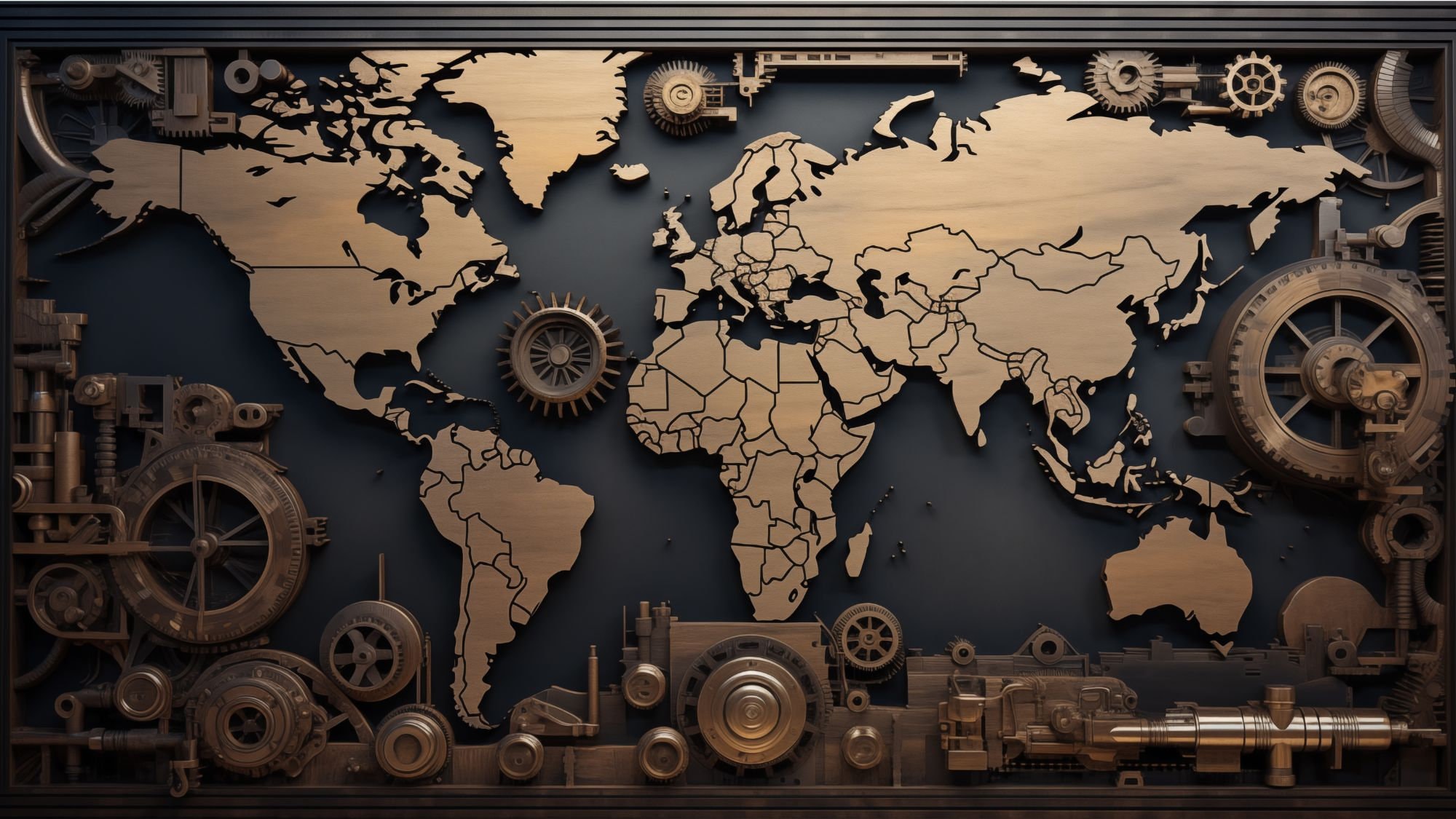 Unique Steampunk-inspired World Map, Wall Art Decor, Gift for Him ...