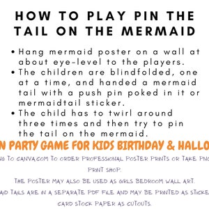 Mermaid Party Game, Pin the Tail on the Mermaid, Pin the Tail Games ...
