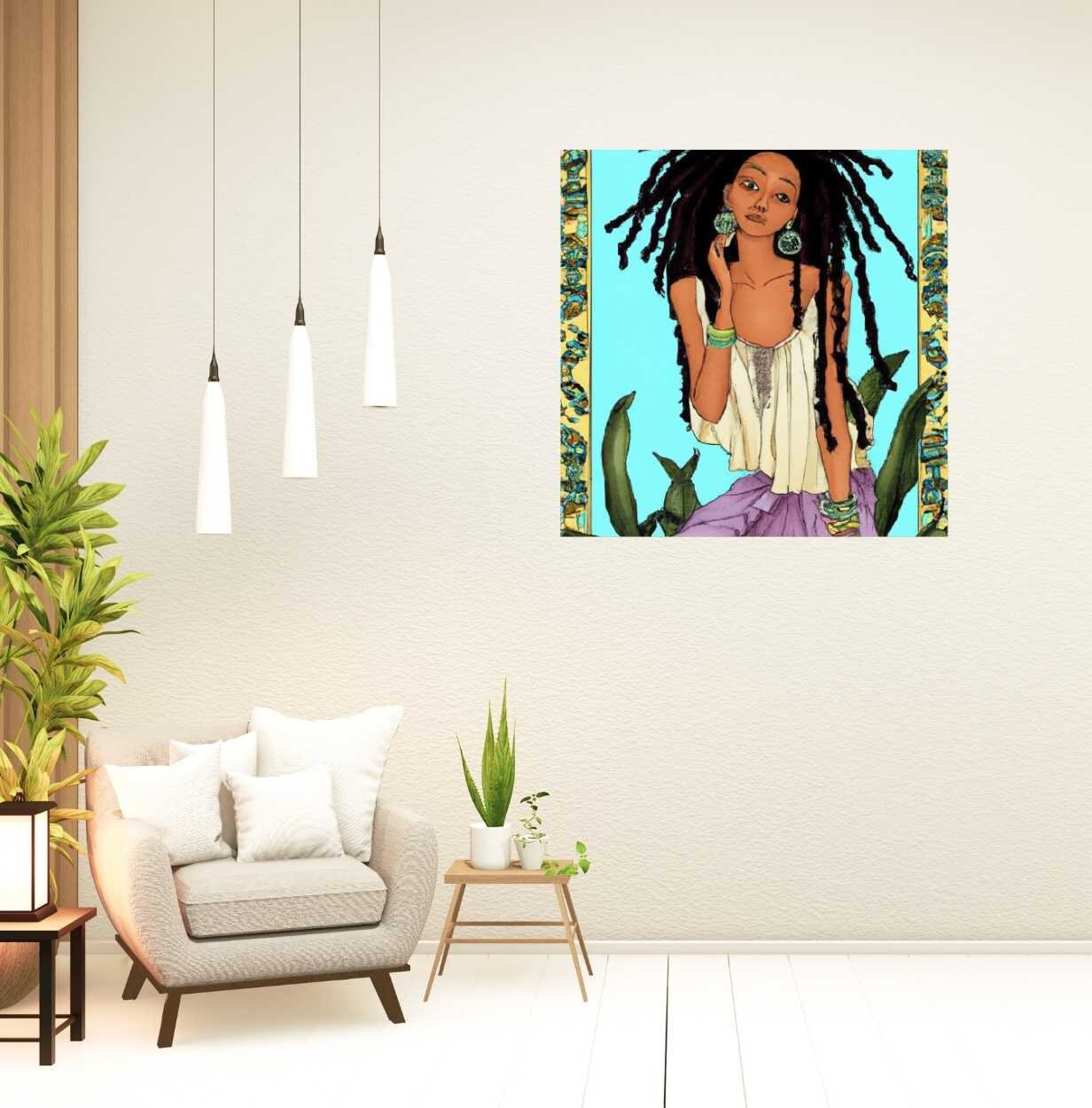 Dreadlocks Hairstyles Locs Art, Nouveau Art Print, Mucha Style Poster ...