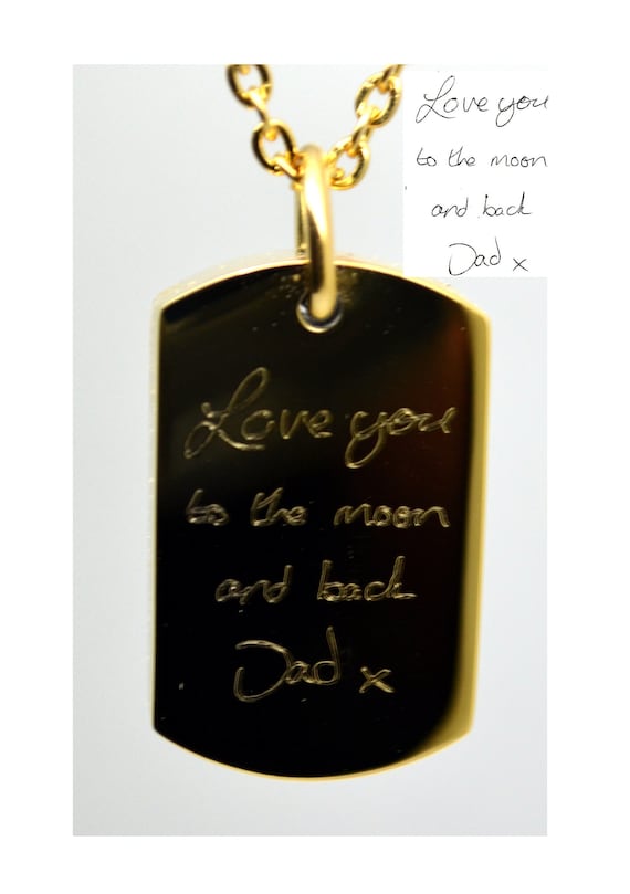 Handwriting Custom Engraved 24k Gold Plated Dogtag Cremation Urn Keepsake Pendant Necklace Unique Personalised Hand Writing Vial for Ashes Etsy