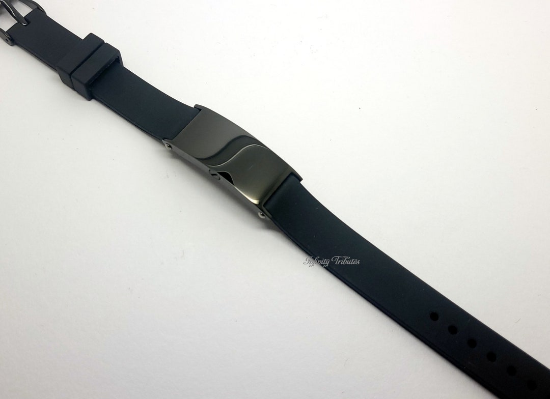 Cremation Urn Bracelet Gloss Black ID Keepsake Bangle Adjustable ...