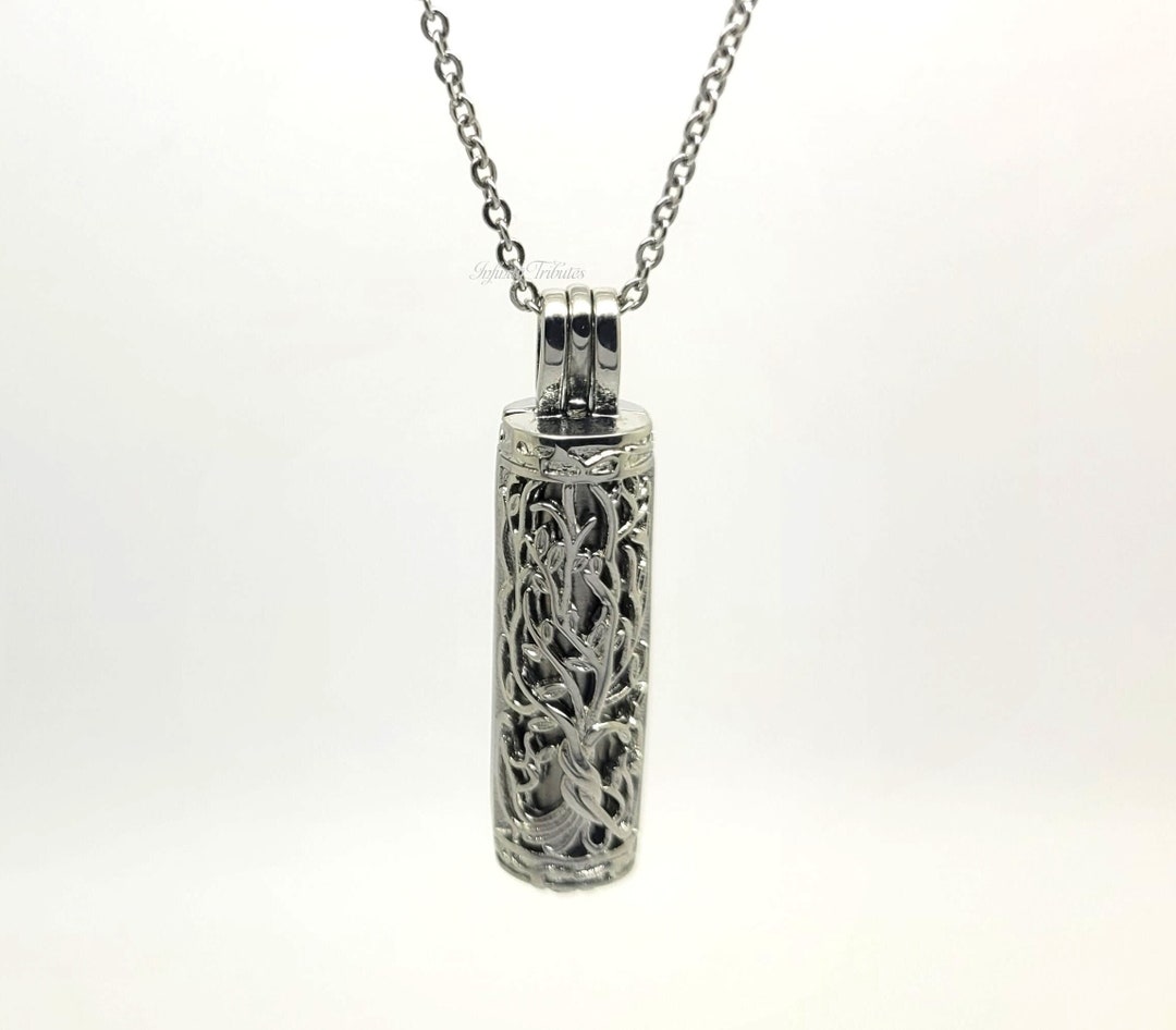 Cylinder Cremation Urn Pendant - Keepsake Charm Necklace - Holds Ashes ...