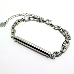 Twin/double Chain Cylinder Cremation Urn Bracelet - Keepsake Bangle ...