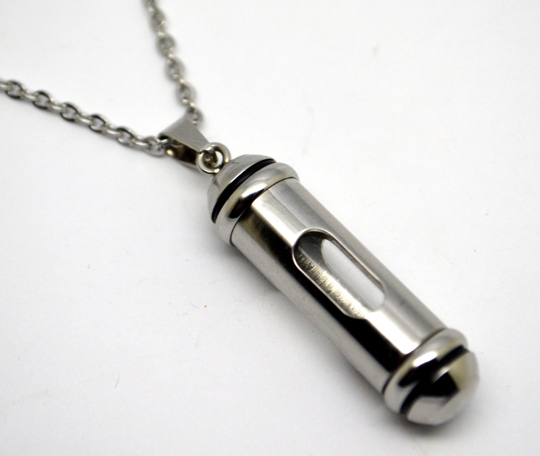 Capsule Cremation Urn Pendant - Keepsake Charm Necklace - Holds Ashes ...