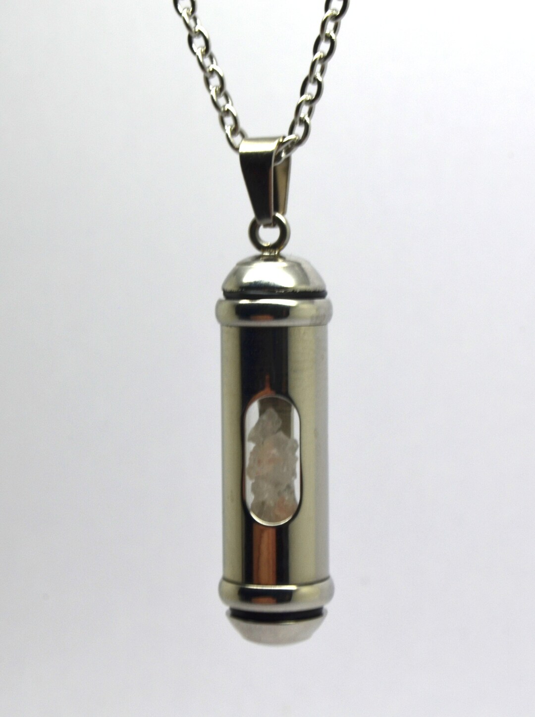 Capsule Cremation Urn Pendant - Keepsake Charm Necklace - Holds Ashes ...