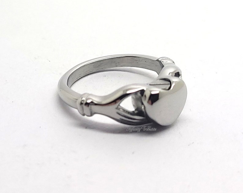 Claddagh Cremation Urn Finger Ring - Silver or 24k Gold Plated Keepsake ...