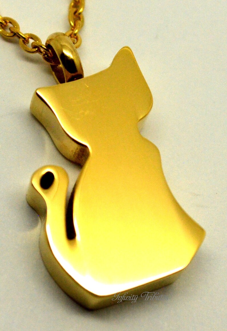 Cat Cremation Urn Necklace 24k Gold Plated Keepsake Pendant | Etsy