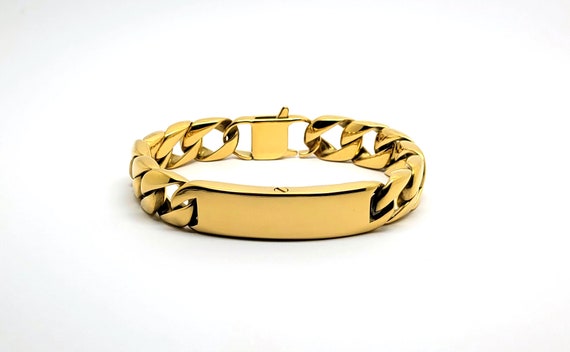 24k Gold Plated Cremation Urn Bracelet Keepsake Bangle Chunky ID Curb Holds Ashes Fur Sand Hair Engraving custom bespoke Funeral Memorial Etsy UK