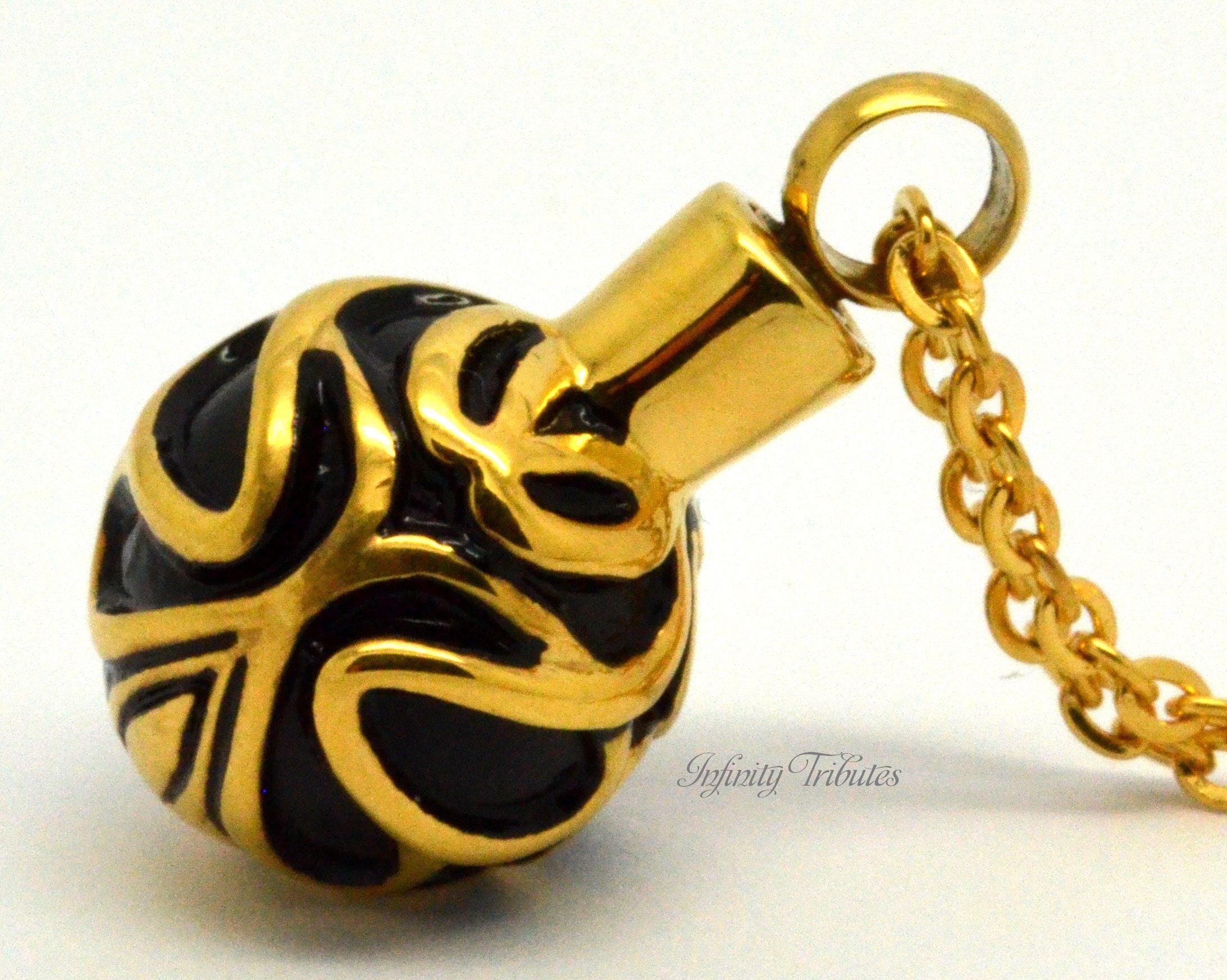 Cremation Urn Pendant - Keepsake Charm Necklace - 24k Gold Plated ...
