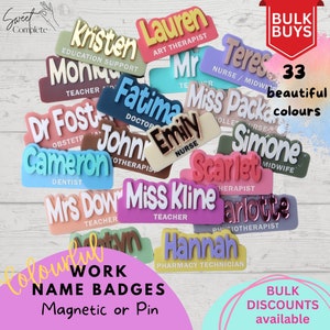 Personalised Colourful Work Name Badge Bright Name Badge Custom Work ...