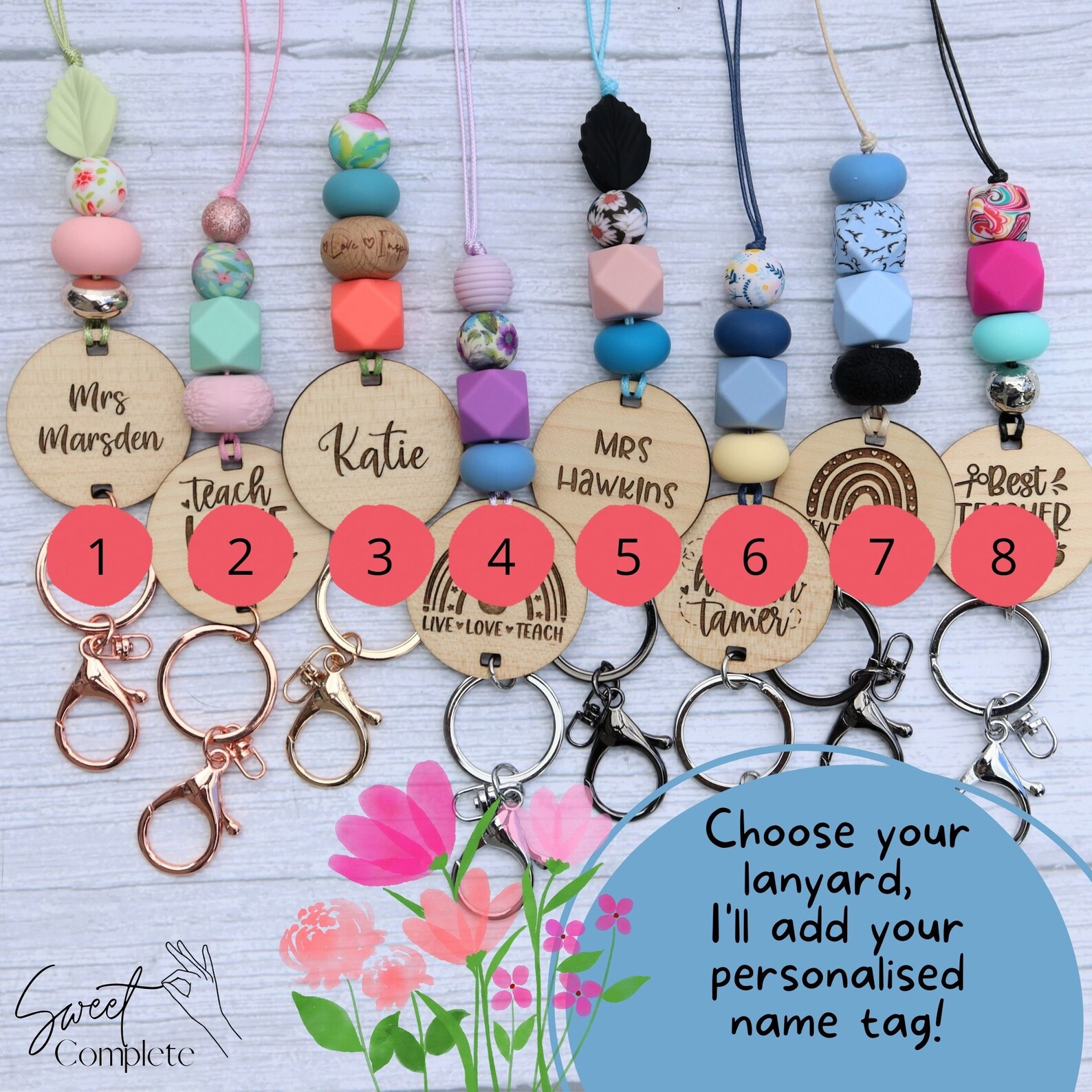Botanical Flower Lanyards - Blossom Lanyard - Spring Lanyard - Teachers ...