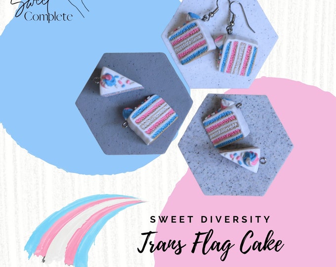 Trans Flag Cake Earrings - Diversity Cake - Cake Dangles - Rainbow ...
