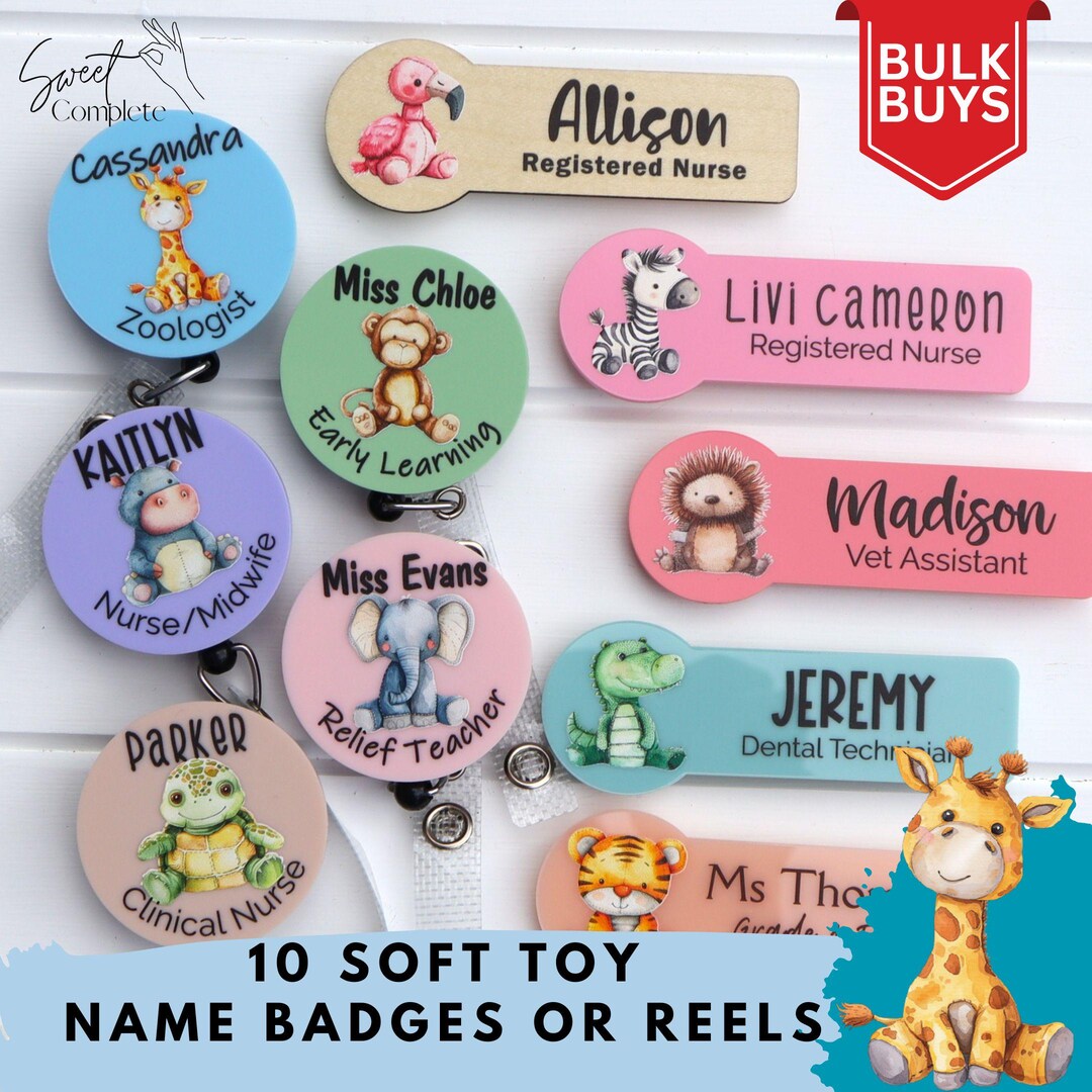 Cute Animal Work Name Badge or Badge Reel - Dinosaur Name Badge - Cute ...