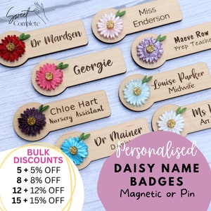 Daisy Name Badge - Custom Name Badge - Magnetic Badge - Pin Badge ...
