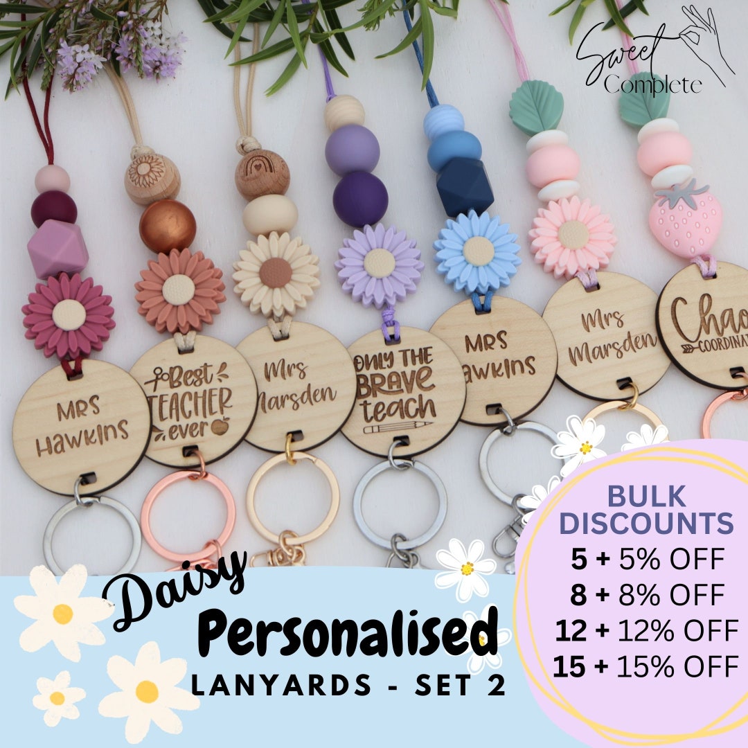 Daisy Teacher Nurse Lanyard - Personalised Lanyard - Nurse Gift ...