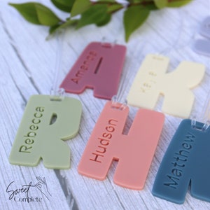 Personalised Letter Name Bag Tag Blocky Letter Bag Tag School Bag Tag ...