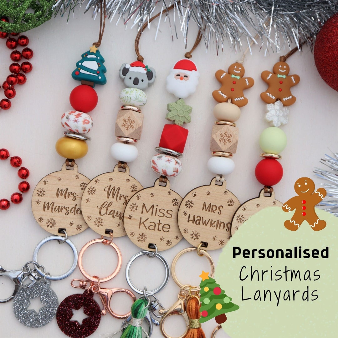 Christmas Personalised Lanyard Teachers Lanyard - Etsy