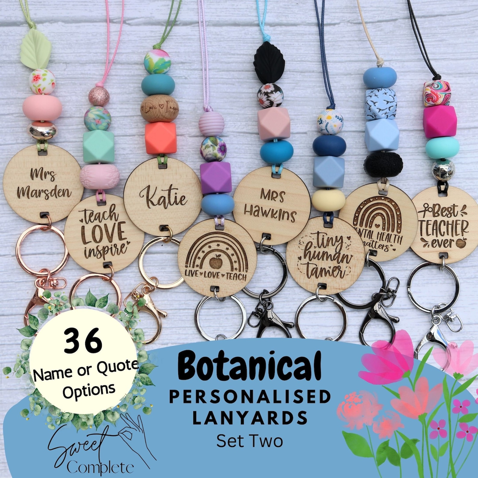 Botanical Flower Lanyards - Blossom Lanyard - Spring Lanyard - Teachers ...