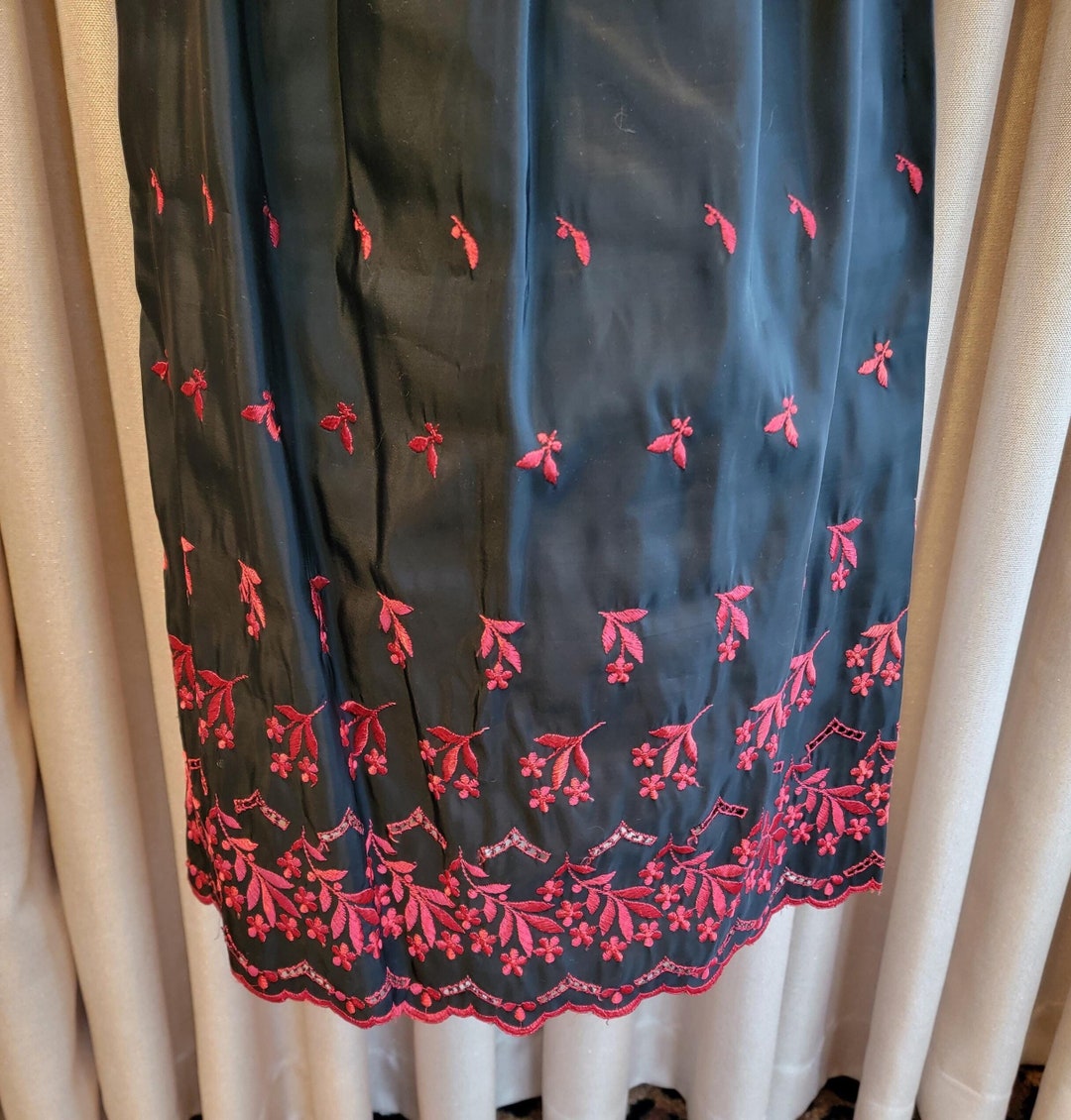 Vintage, 1950's, Penny Dale, Black, Red, Embroidered, Half Slip - Etsy