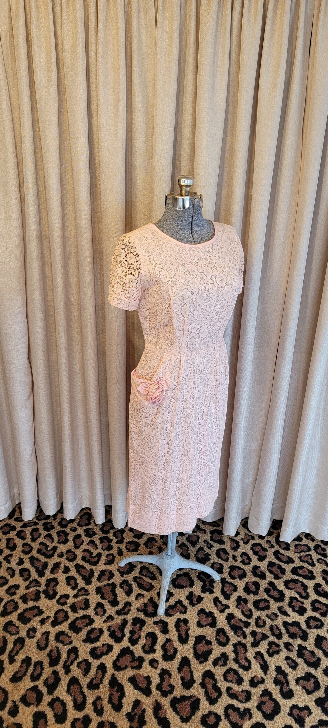 Vintage, 1950's, 1960's, Peg Palmer, Pink, Lace, Easter, Spring, Short ...
