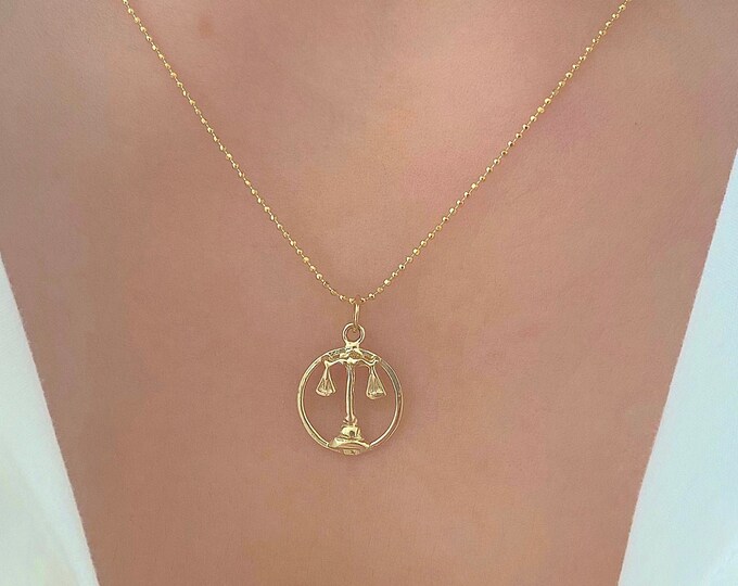 Libra Gold Necklace14k Gold Libra Pendant Necklace Libra Necklace ...