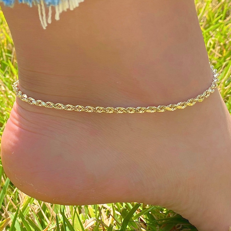 14k Gold Anklet - Etsy