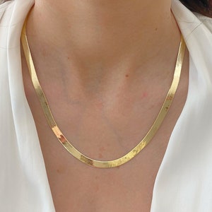 14k Yellow Gold Herringbone Chain, Herringbone Chain, Yellow Gold Herringbone, Layering Necklace ...