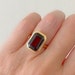 Rectangular Garnet Ring| Bezel 8.5x12.5mm Radiant Cut Deep Red Garnet ...