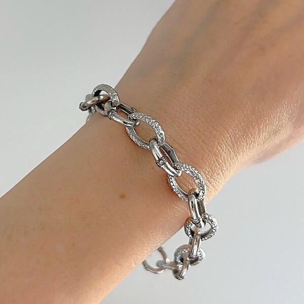 Chunky Sterling Silver Bracelet - Etsy