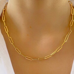 14k Yellow Gold Rectangular Link Chain 14k Gold Paper Clip Chain ...