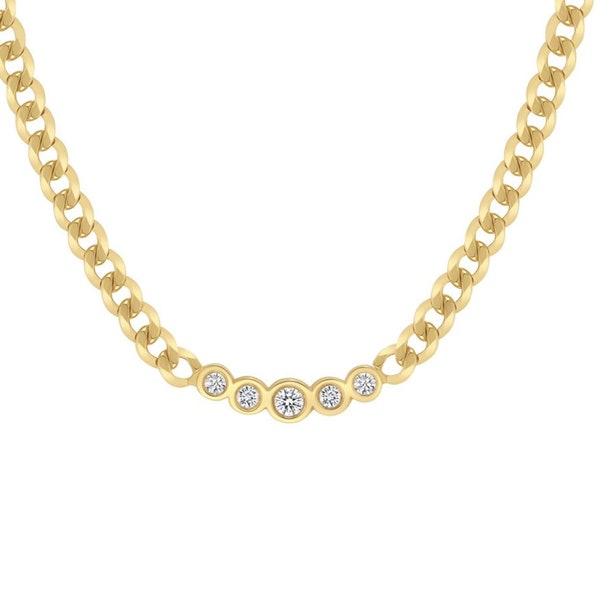 14k Cuban Link Diamond Solitaire - Etsy