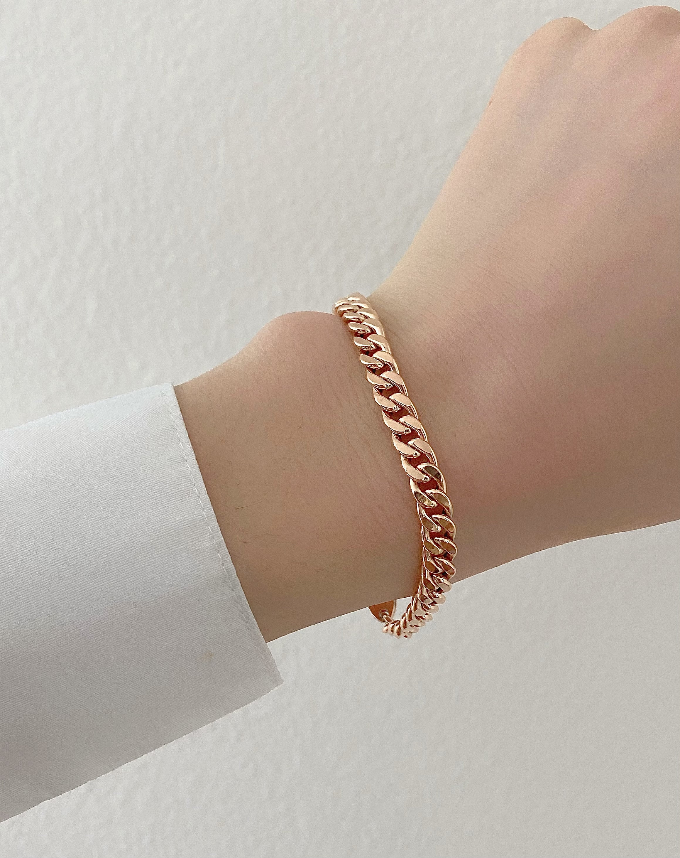 Rose Gold Bracelet| 14K Rose Gold Cuban Link Chain Bracelet| Womens ...
