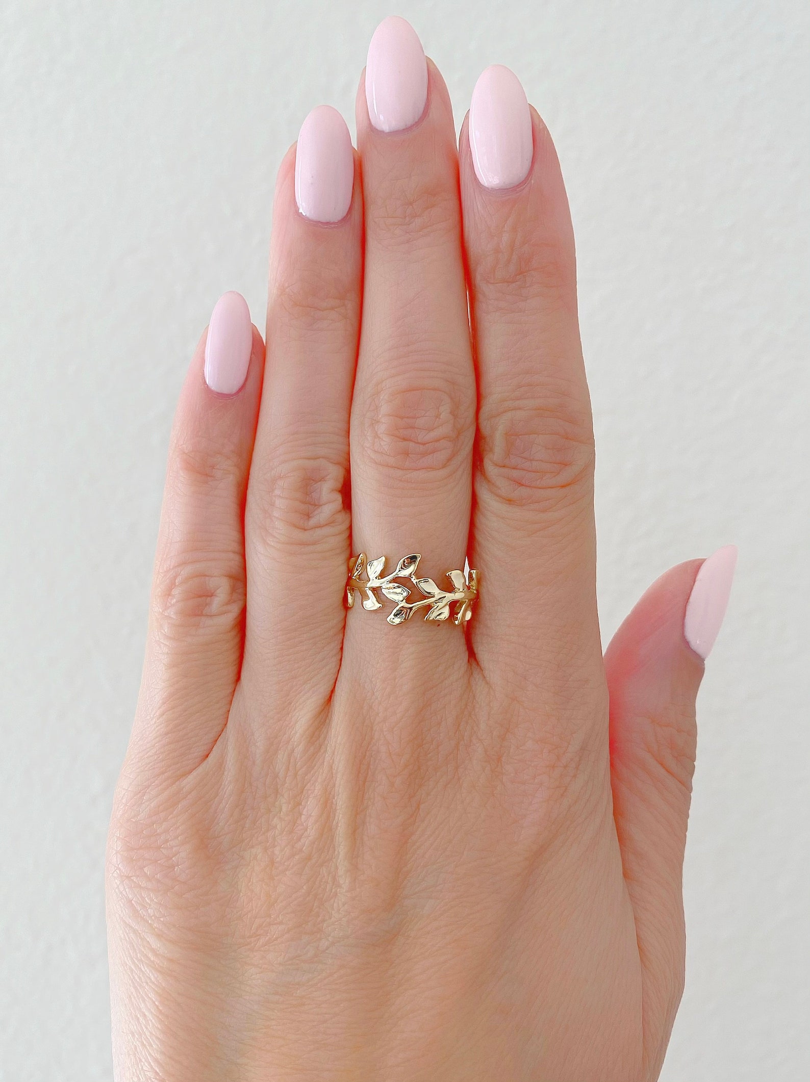 Leaf Ring| 14K Solid Yellow Gold Leaf Ring| Nature Ring| Statement Ring ...