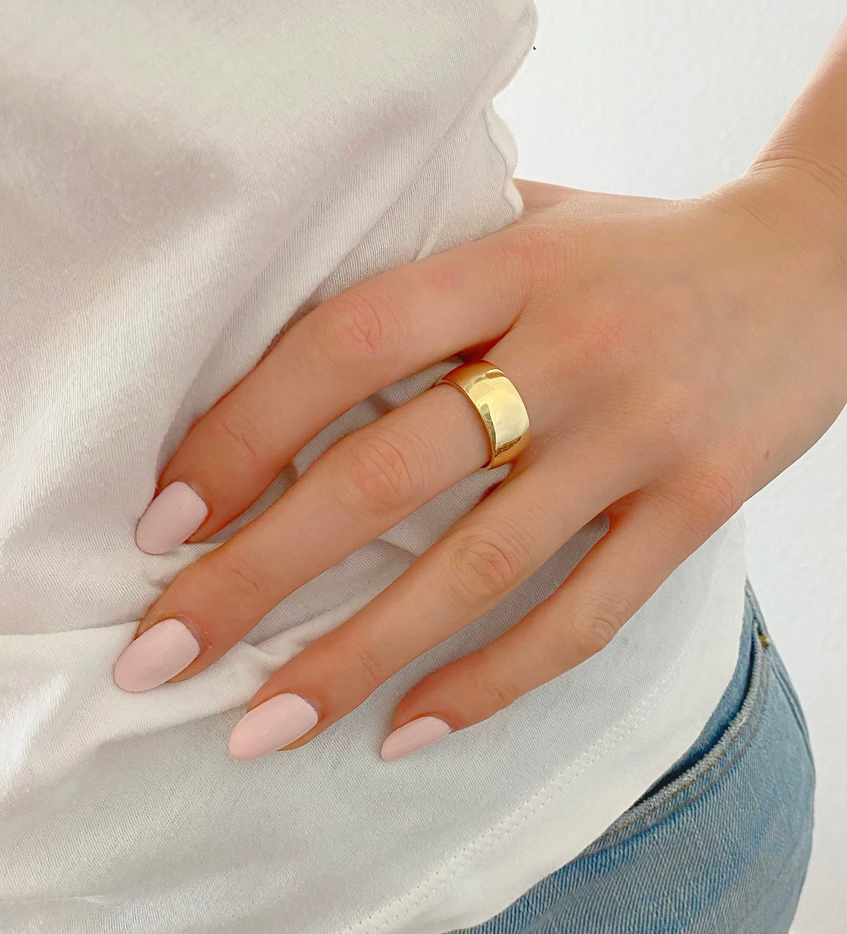 14K Yellow Gold Band 9.3mm Men's Women's Wedding | Etsy