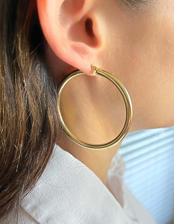 Bold hoop earrings 14k store