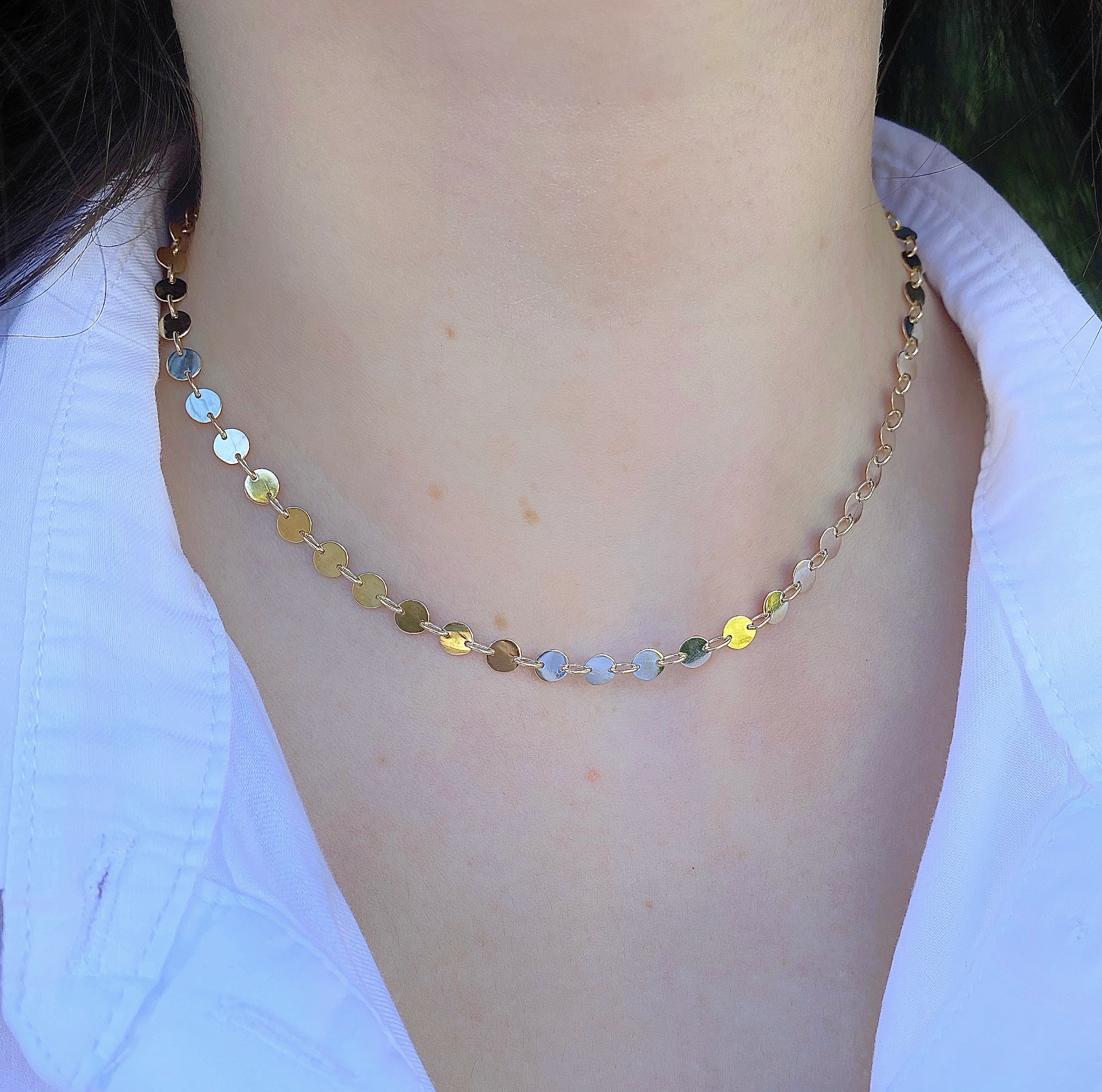 14K Disc Necklace 14K Gold Disc Necklace 14K Gold Necklace - Etsy