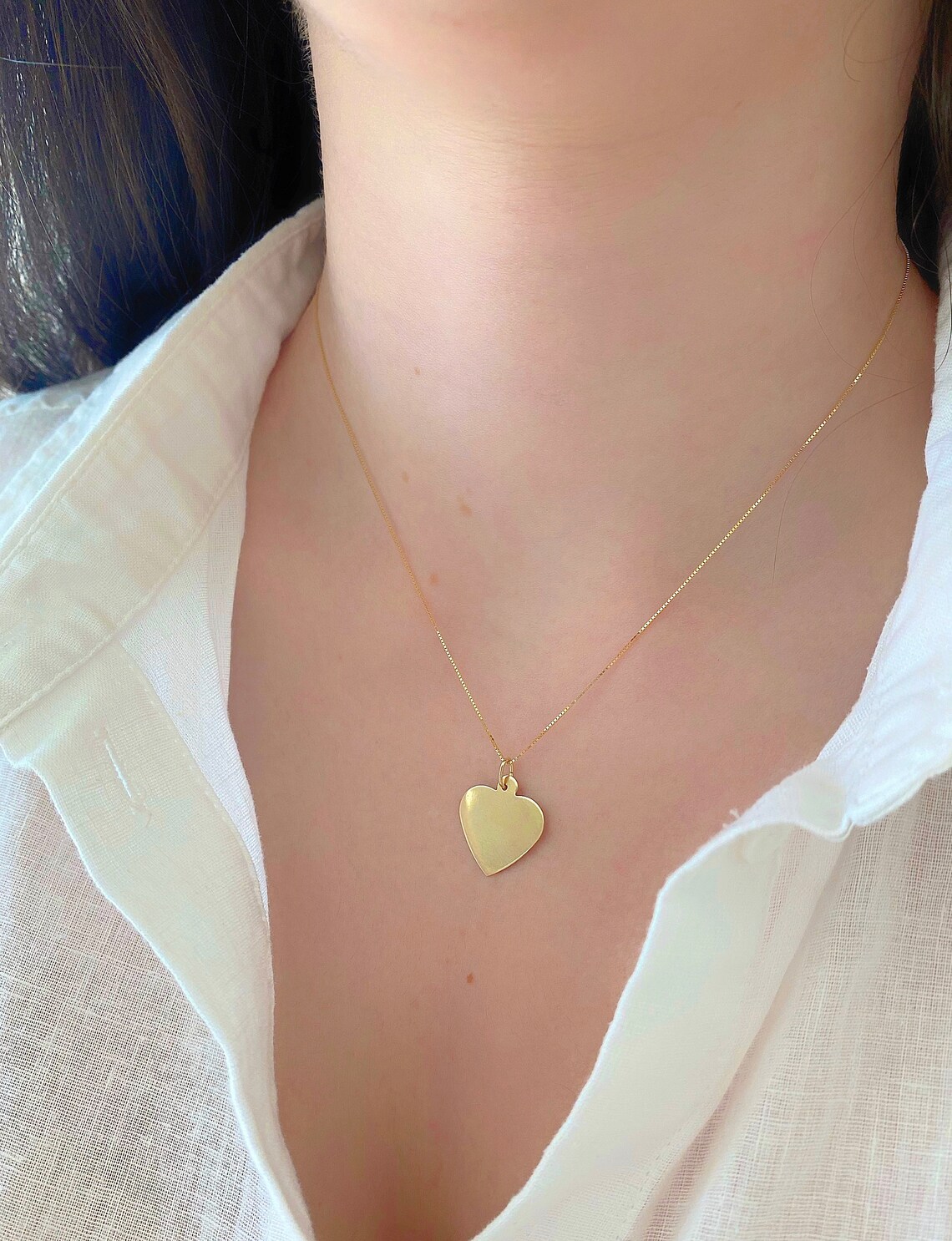 14K Heart Disc Charm New Pendant Yellow Gold 14K Yellow Gold | Etsy