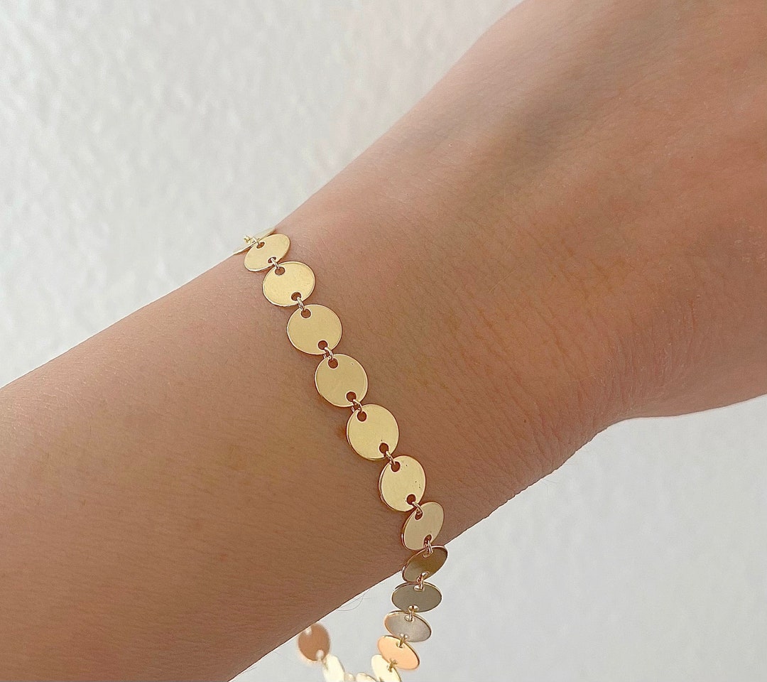 14K Disc Bracelet| 14K Gold Disc Bracelet| 14K Gold Bracelet| 14K Gold ...