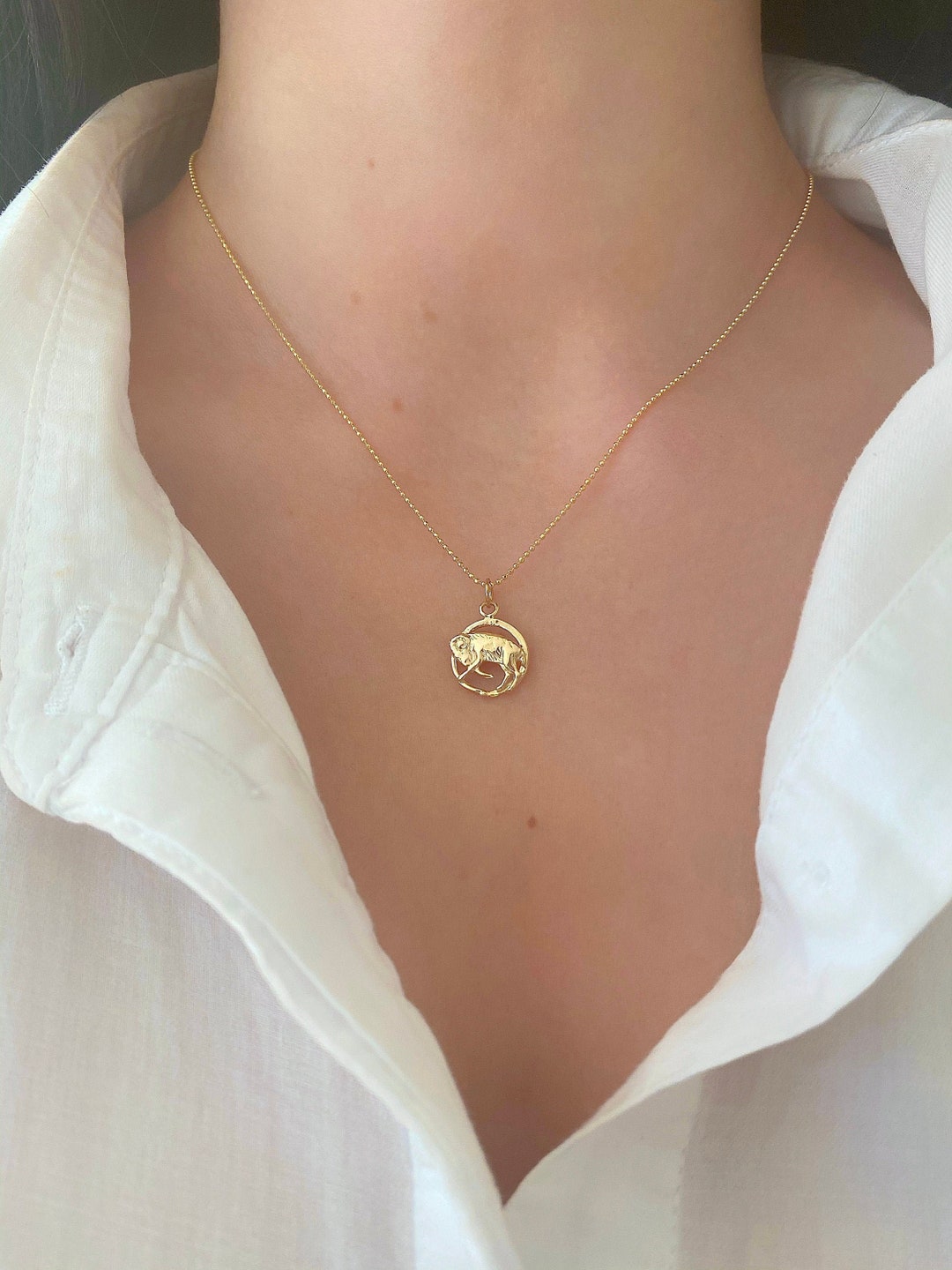 Aries Gold Necklace14k Gold Aries Pendant Necklace Aries Necklace ...