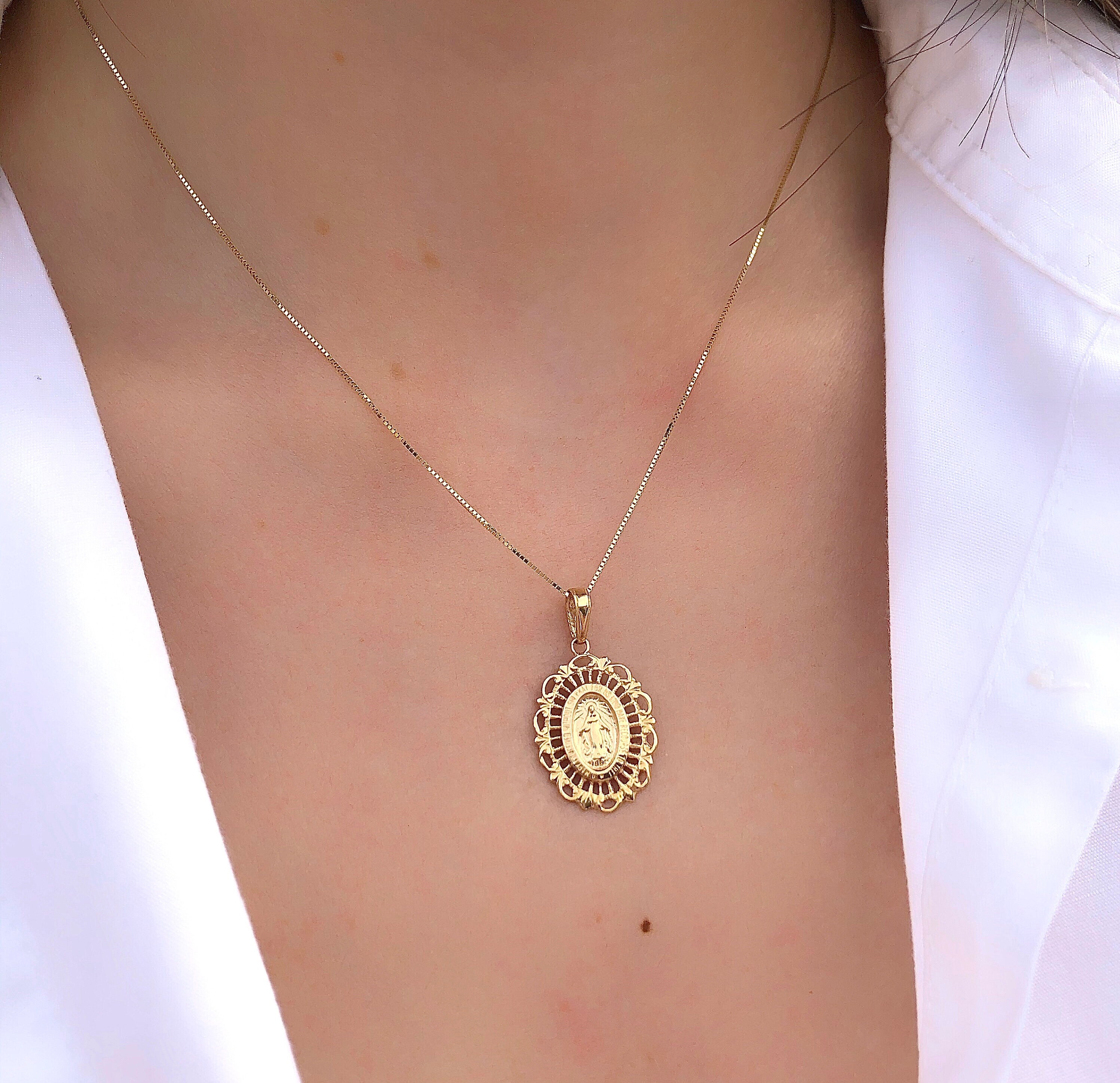 Virgin Mary Charm Pendant 14k Solid Yellow Gold Charm - Etsy