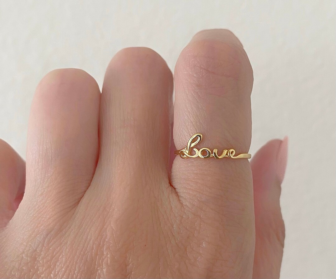 Love Ring| 14K Solid Gold Love Ring| Gift for Girlfriend| Bridal Party ...