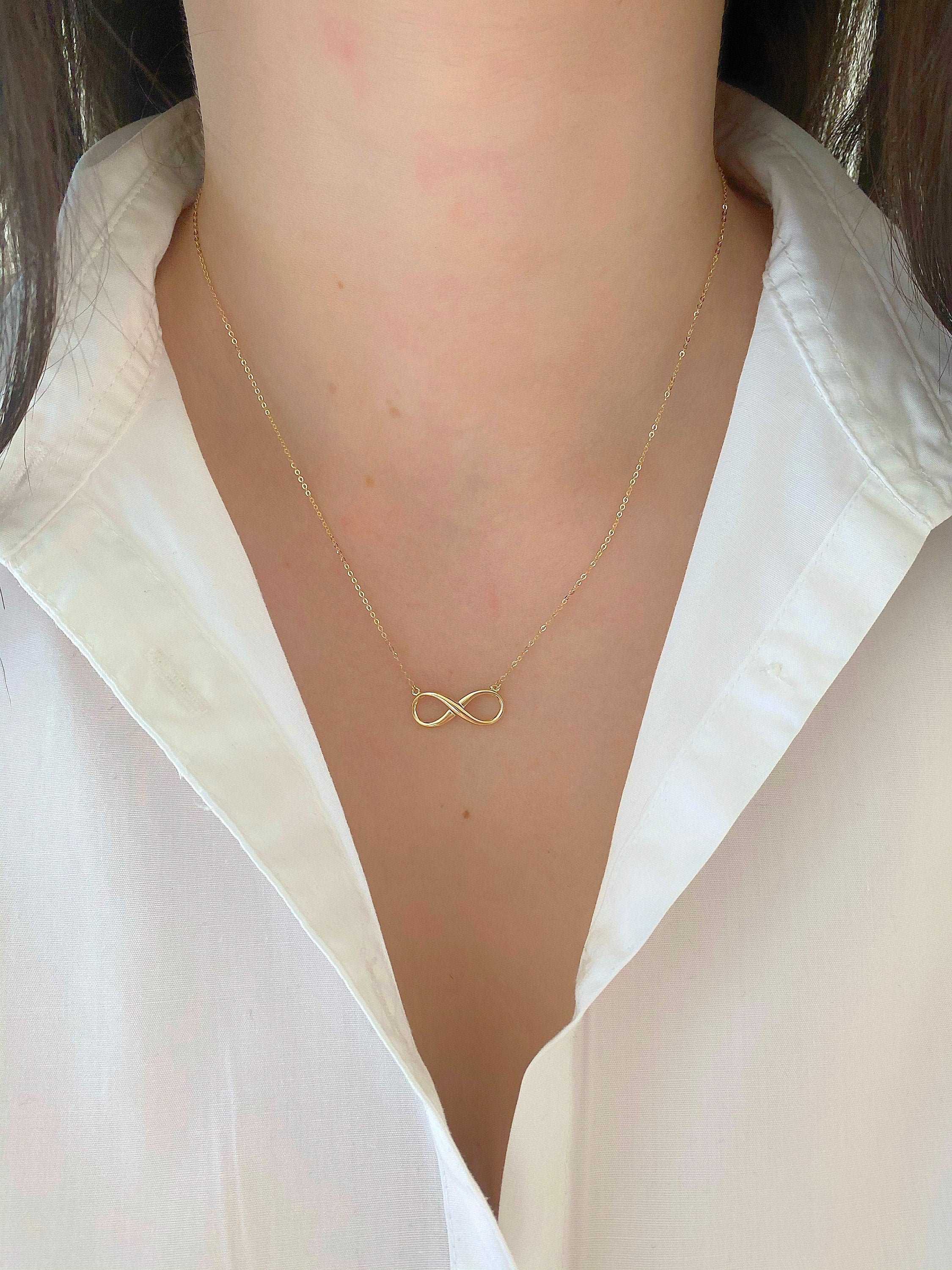 Infinity Necklace Real 14K Yellow Gold Infinity Pendant - Etsy