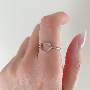 Open Heart Diamond Ring in 14K White Gold 14K Gold Heart - Etsy