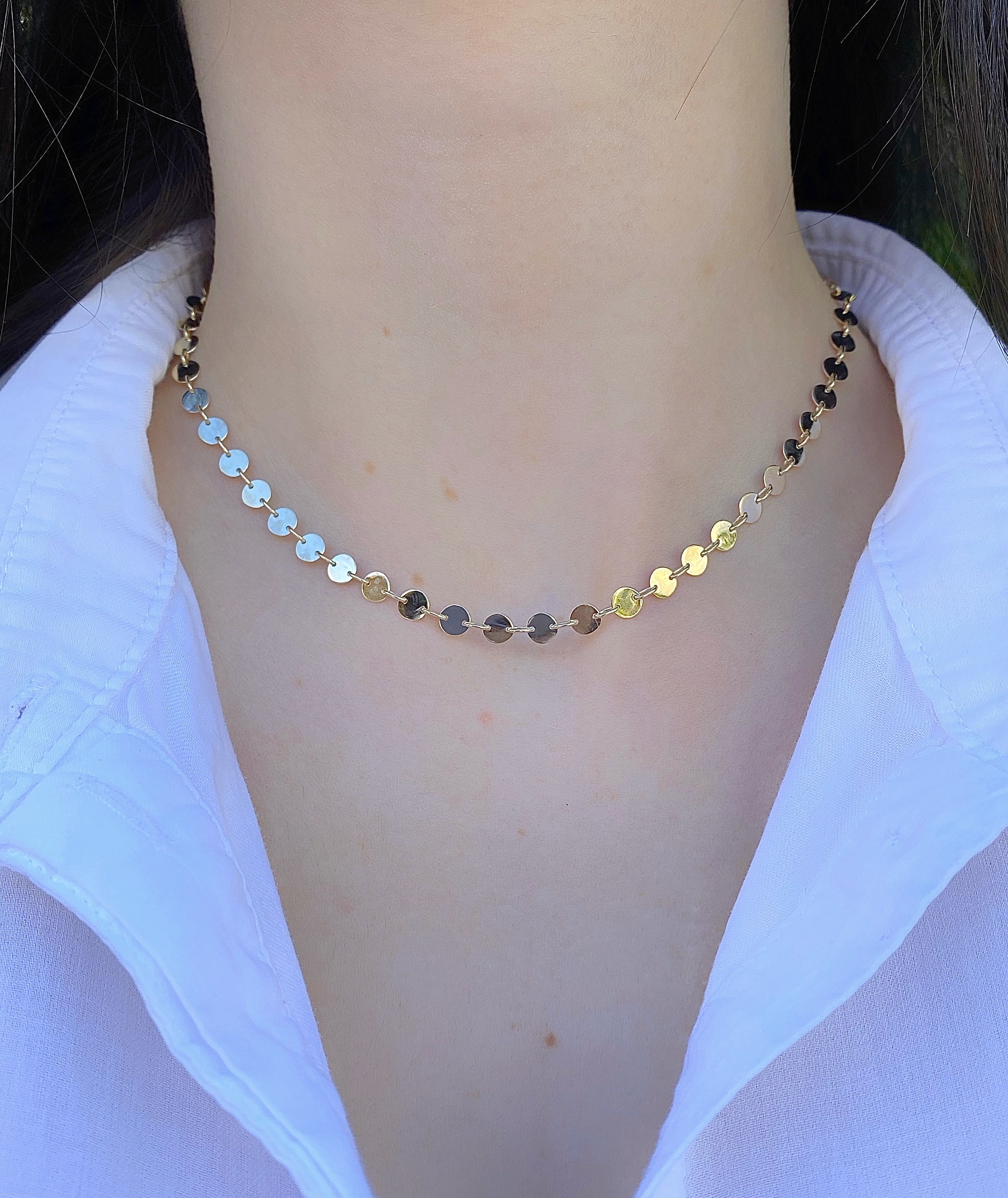 14K Disc Necklace 14K Gold Disc Necklace 14K Gold Necklace - Etsy