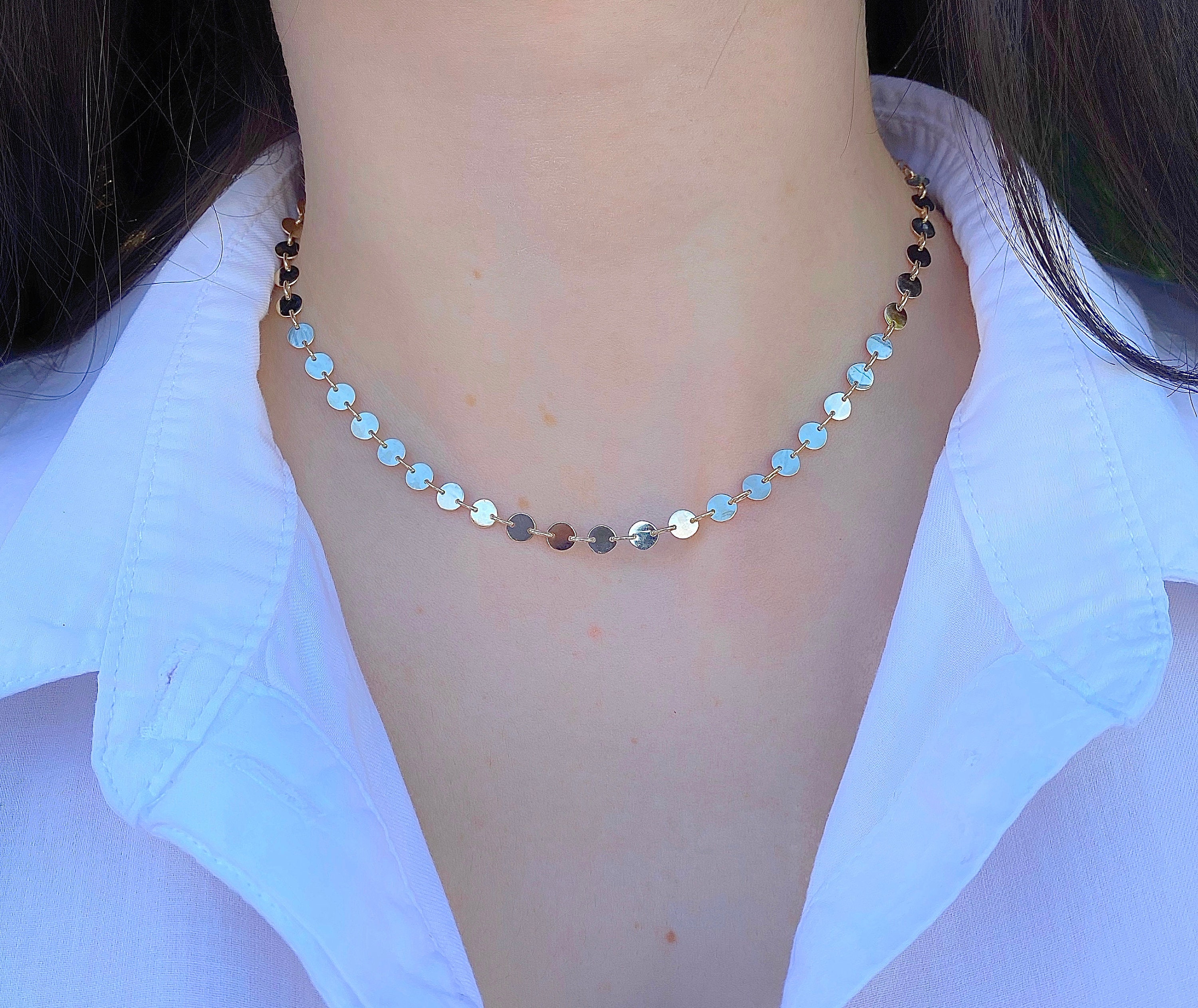 14K Disc Necklace 14K Gold Disc Necklace 14K Gold Necklace - Etsy