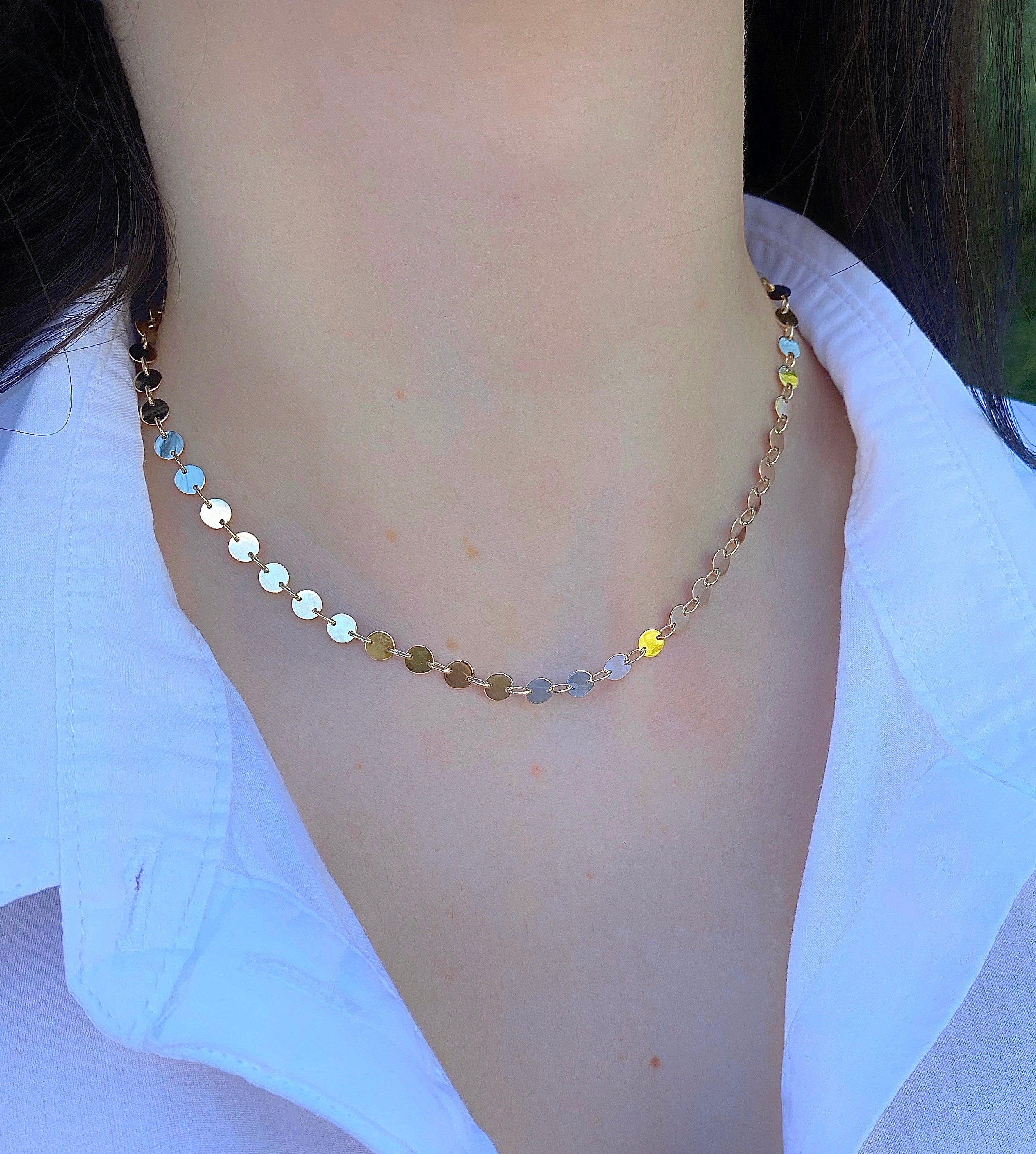 14K Disc Necklace 14K Gold Disc Necklace 14K Gold Necklace - Etsy